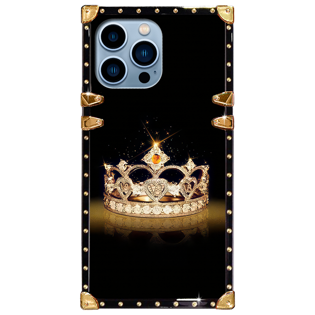Luxury Brand Golden Crown Gold Square Case For iPhone – VaryFun